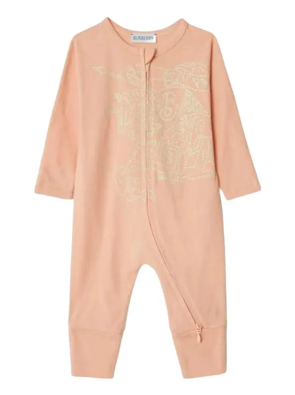 Burberry Logo-print Cotton Babygrow Set - Apricot