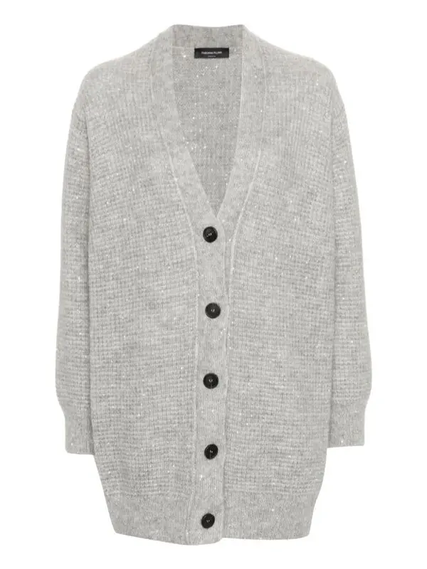 Fabiana Filippi Sequin Embellished V-neck Cardigan - Gray