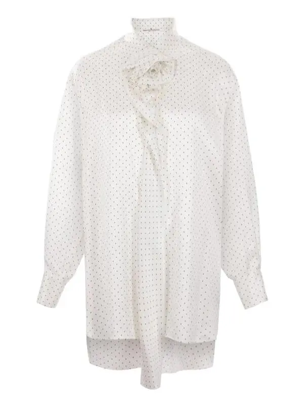 Ermanno Scervino Polka Dot Printed Long Sleeve Shirt - White