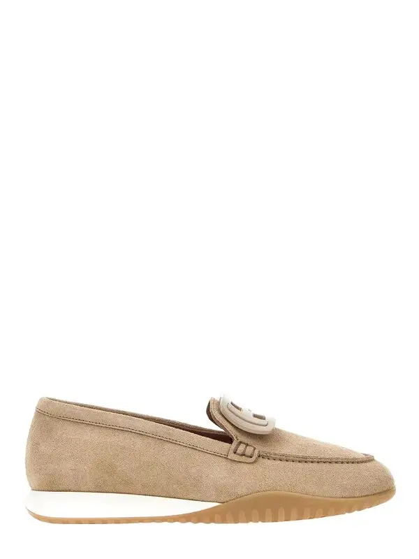 Hogan Suede Slip-on Sneakers With H Accessory - Nude