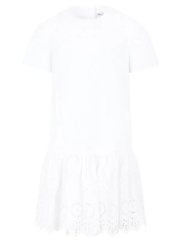 Dolce & Gabbana Short Sleeve Poplin Dress With Ruffled Details - White