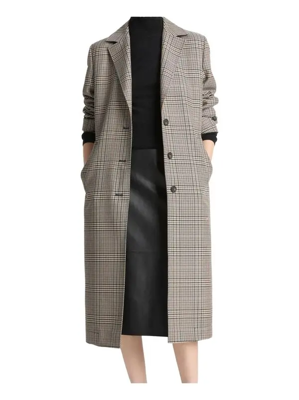 Vince Embossed Plaid Wool Coat - Multicolor