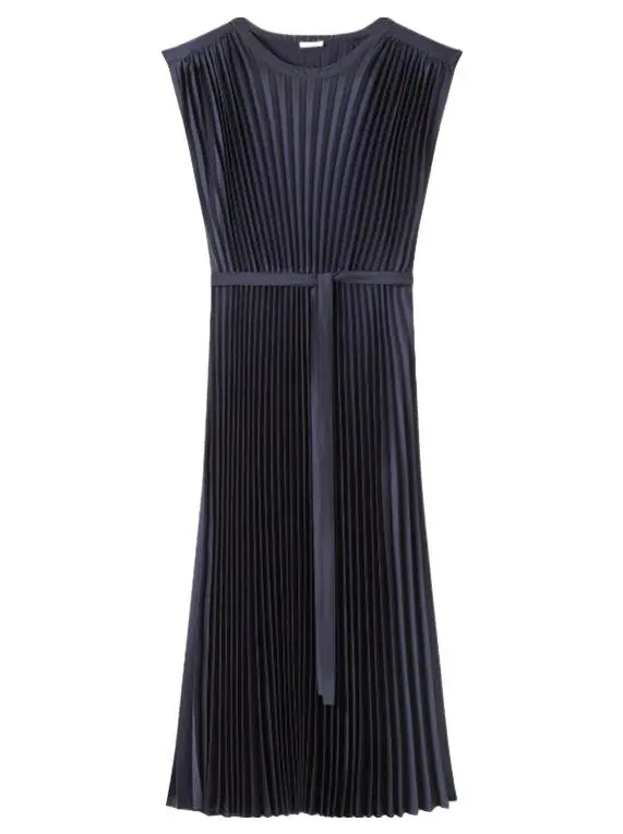 JOSEPH Volta Plissé Midi Dress - Indigo