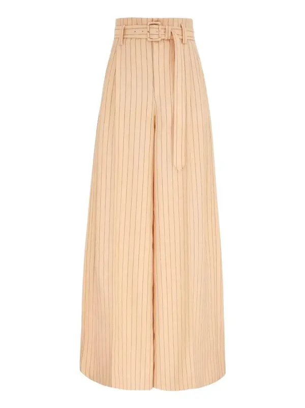 Zimmermann Belted Track Pants With Detachable Buckle Belt - Nude