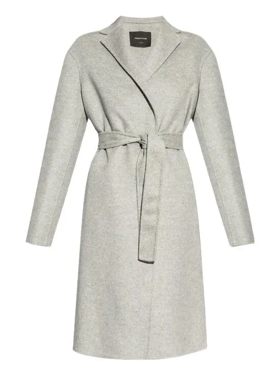 Fabiana Filippi Mid Length Coat With Lapel And Waist Strap - White