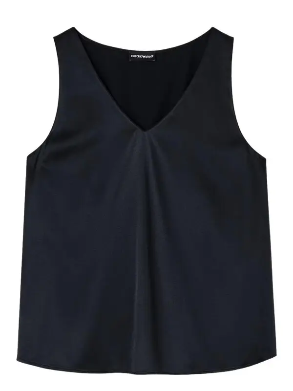Emporio Armani V-neck Sleeveless Satin Tank Top - Black