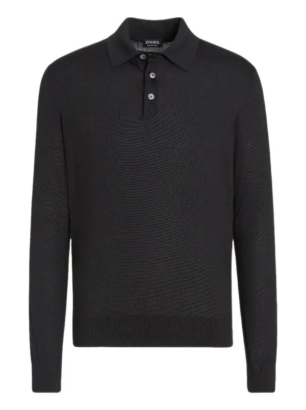 Zegna Long-sleeved Polo Shirt - Black