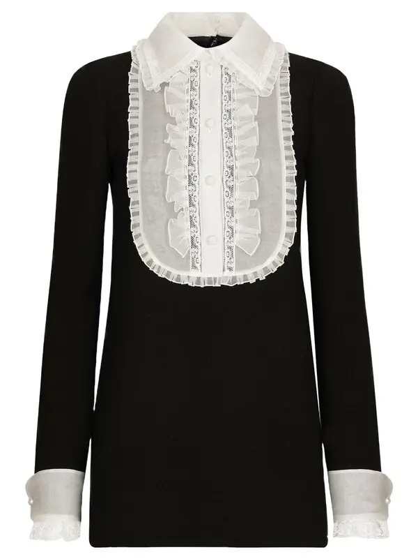 Dolce & Gabbana Ruffled Organza Mini Dress - Black