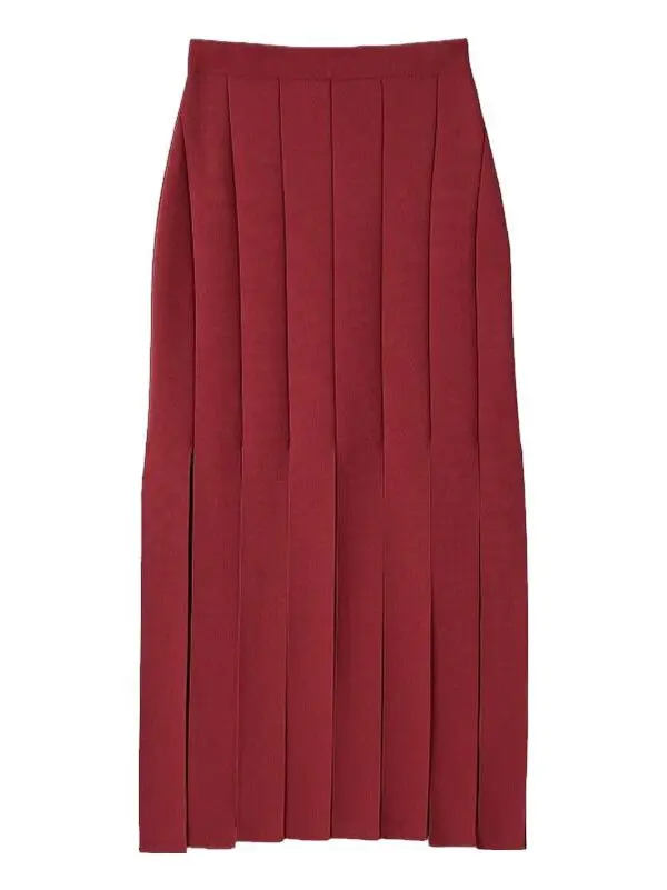 JOSEPH Lagny Midi Skirt With Slit Detail - Cherry