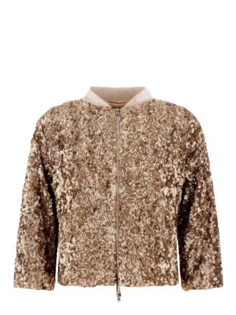 Herno Sequined Zip-up Bomber Jacket - Brown