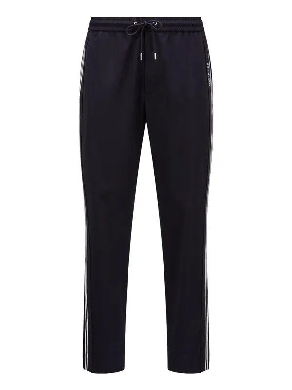 Moncler Gabardine Jogging Trousers With Side Logo Embroidery - Black