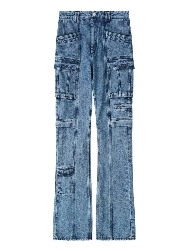 Isabel Marant Étoile Vokayo Acid Wash Cargo Jeans - Gray