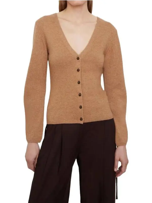 Vince Buttoned-up V-neck Knitted Cardigan - Brown