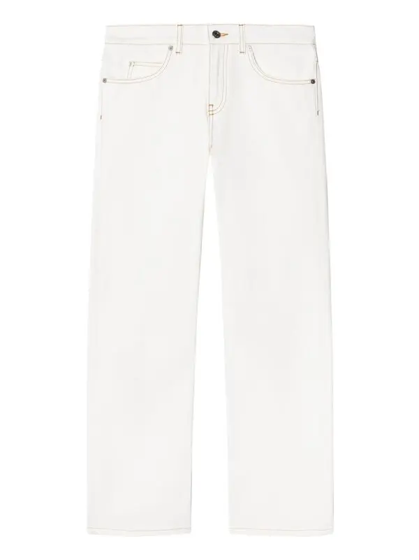 Off-White Straight-leg Jeans With Contrast Stitching - White