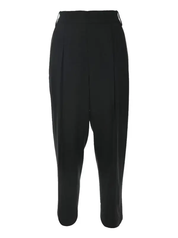 Vince Draped Cropped-leg Trousers - Black