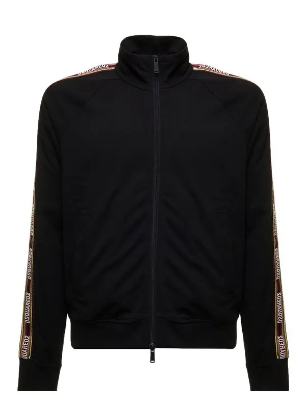 Dsquared2 Embroidered Logo Zip-up Sweatshirt - Black