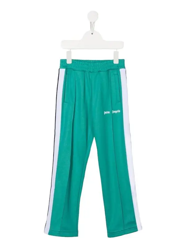 Palm Angels Side Stripe Logo Print Track Pants - Green