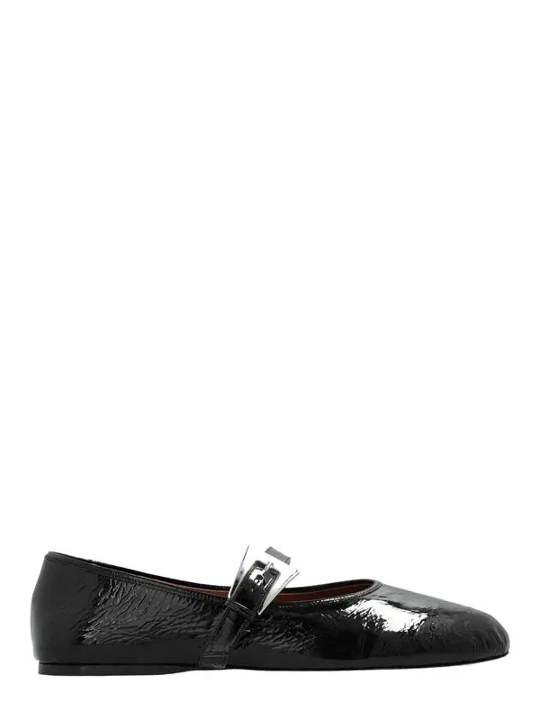 Paris Texas Sveva Patent Buckle Ballet Flat - Black