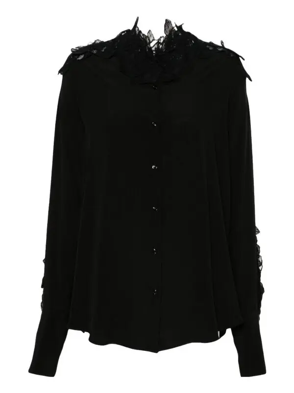 Ermanno Scervino Lace Detail Long Sleeve Shirt - Black