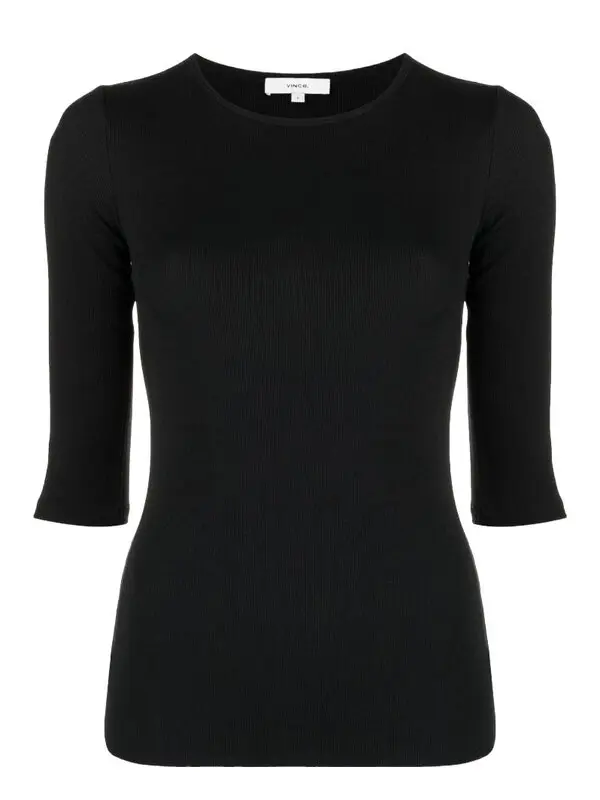 Vince Logo Mid-sleeve T-shirt - Black