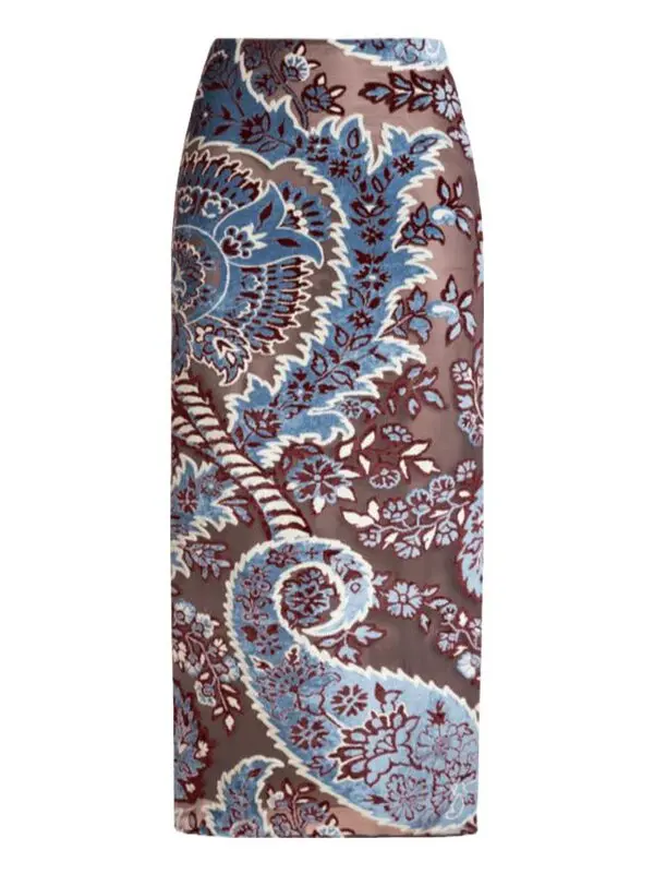 Etro Pattern-jacquard Velvet Midi Skirt - Multicolor