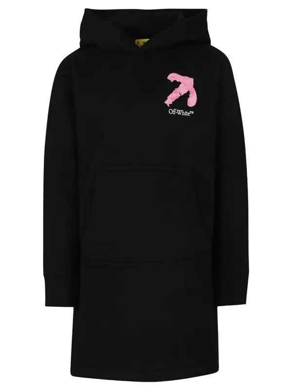Off-White Hooded Dress With Logo Detail - Black