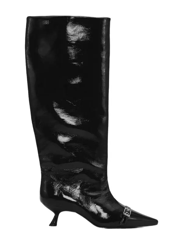 GANNI High Shaft Eyelet Detail Boots - Black