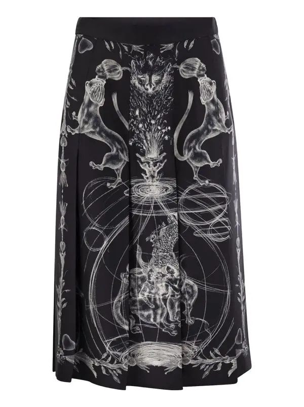 Fabiana Filippi Graphic Printed Pleated Midi Skirt - Black