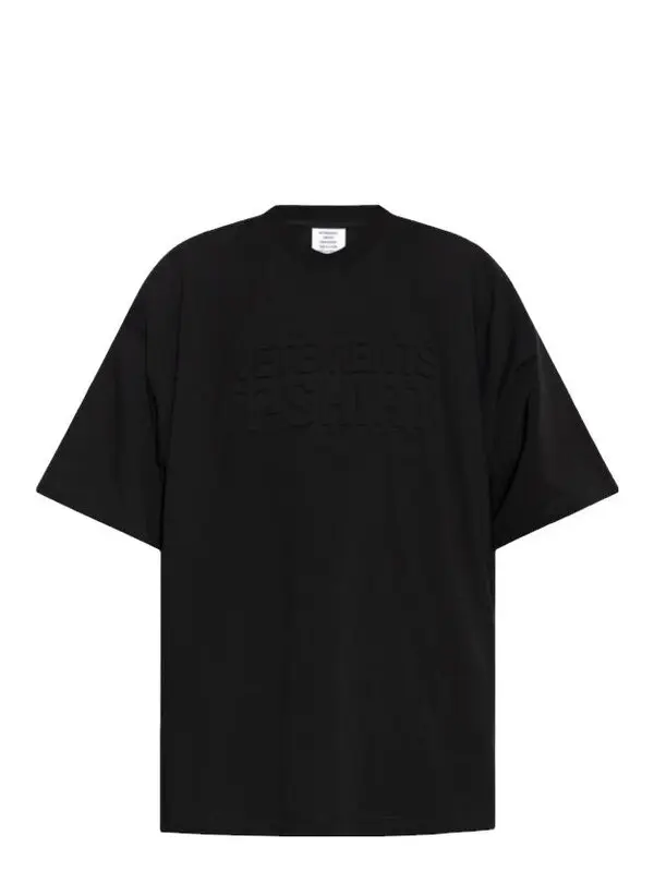 Vetements Logo Embossed Crewneck T-shirt - Black
