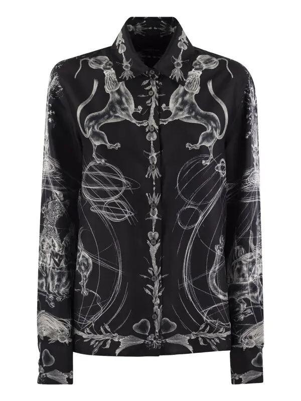 Fabiana Filippi Long Sleeve Graphic Print Shirt - Black