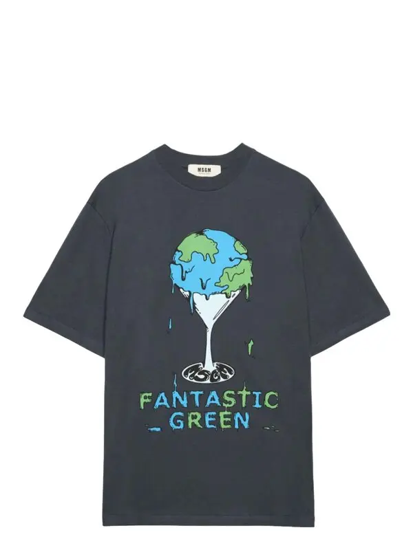 MSGM Graphic-print Cotton T-shirt - Black