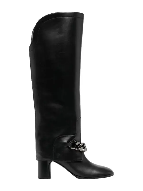 Casadei Varenne Knee-high Boots With Chain Detail - Black