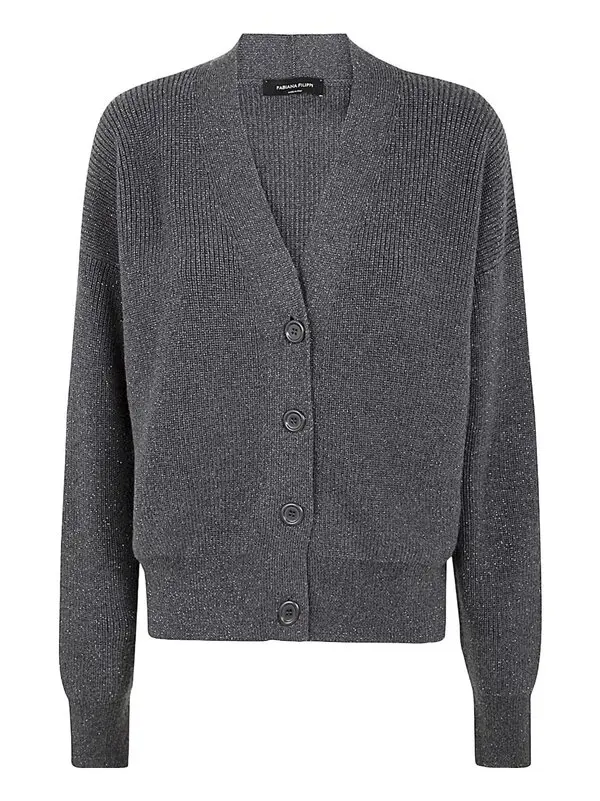 Fabiana Filippi Chunky-knit Lurex Detailed Cardigan - Black