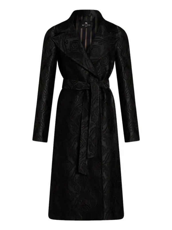 Etro Chenille Jacquard Belted Coat - Black