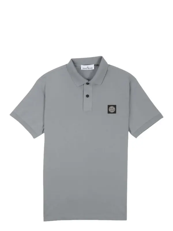 Stone Island Logo Patch Short-sleeved Polo Shirt - Gray
