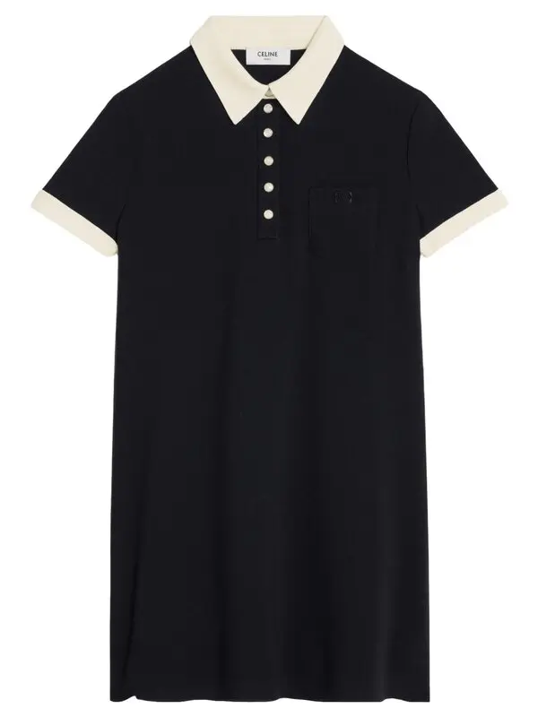 Celine Mini Polo Dress In Viscose Sabl - Black
