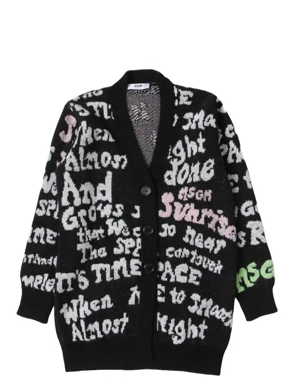 MSGM Logo Intarsia-knit Cardigan - Black