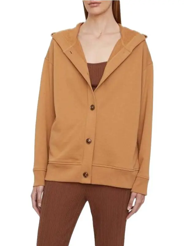 Vince Button-up Cotton Hoodie - Nude