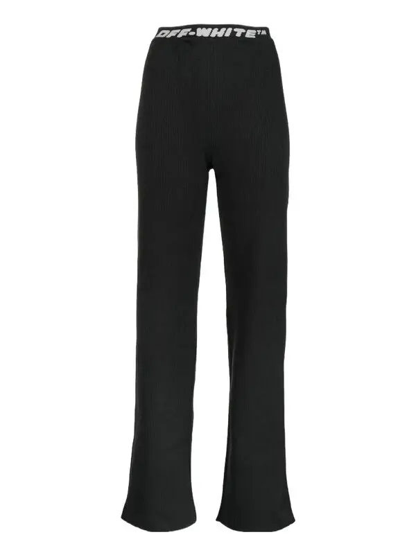 Off-White Logo Waist Straight Leg Pants - Black