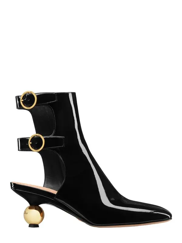 Dior D-idole Heeled Ankle Boots With Spherical Heel And Gold Buckles - Black