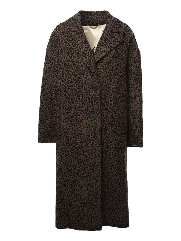 GOLDEN GOOSE Leopard Print Single-breasted Coat - Black