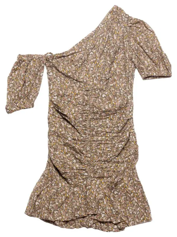 Isabel Marant Étoile Asymmetrical Floral Print Ruched Dress - Brown