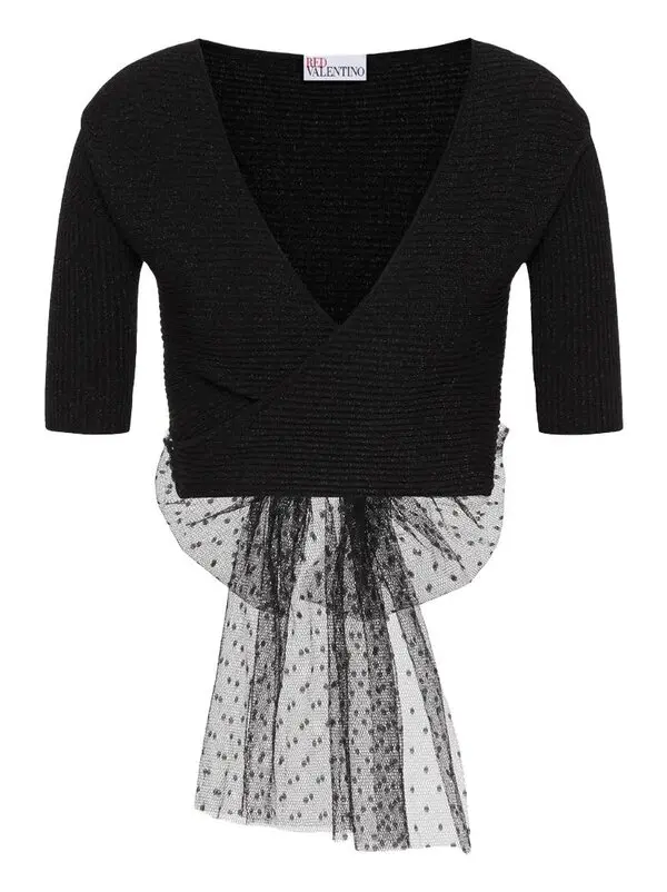 Red Valentino Fine Dot Mesh Tulle Sweater - Black