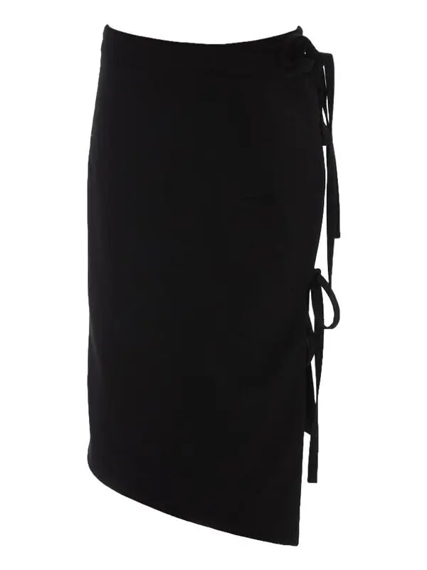 Off-White Asymmetric Tie-fastening Skirt - Black