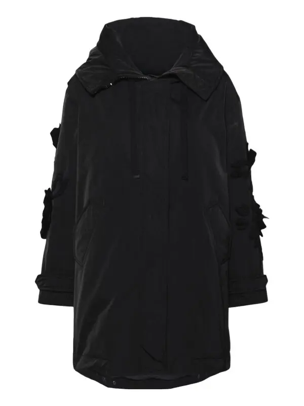 Ermanno Scervino Floral Appliqué Puffer Jacket - Black
