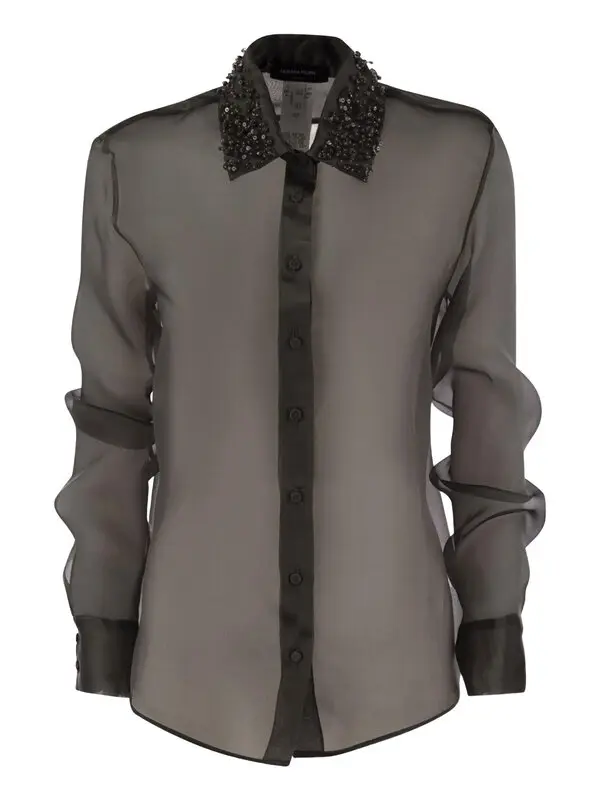 Fabiana Filippi Embellished Semi-sheer Shirt - Black