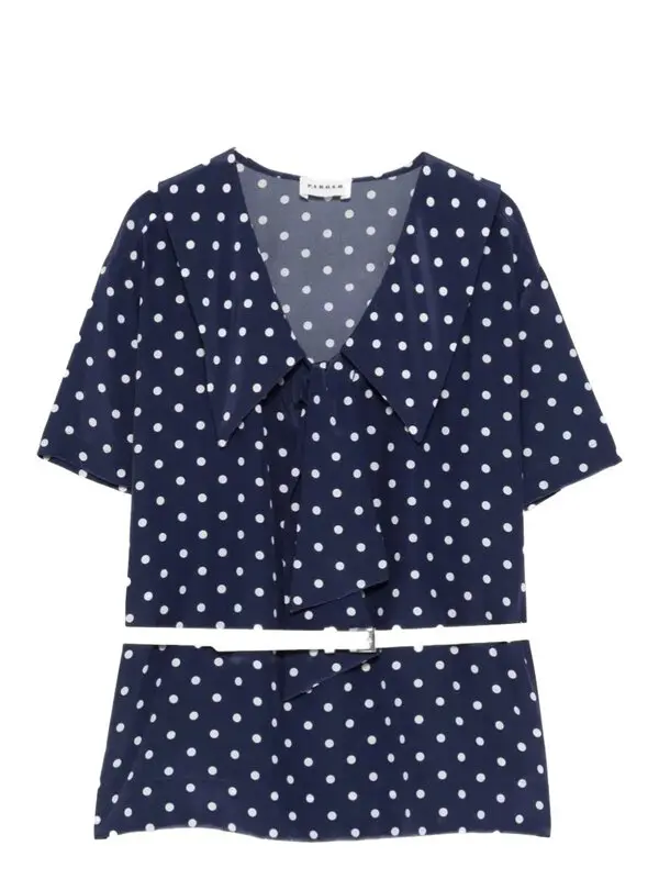 P.a.r.o.s.h Polka-dot Blouse With Tie Detail - Blue