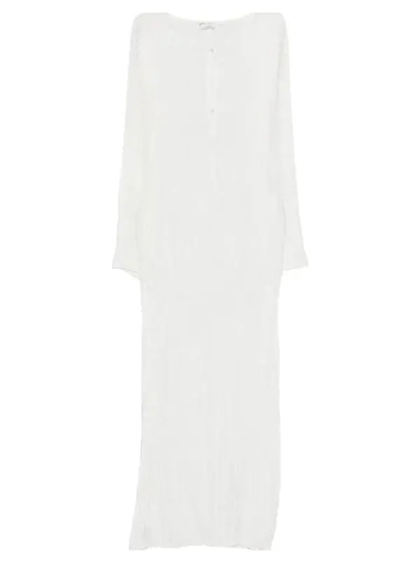 P.a.r.o.s.h Textured Long-sleeved Midi Dress - White