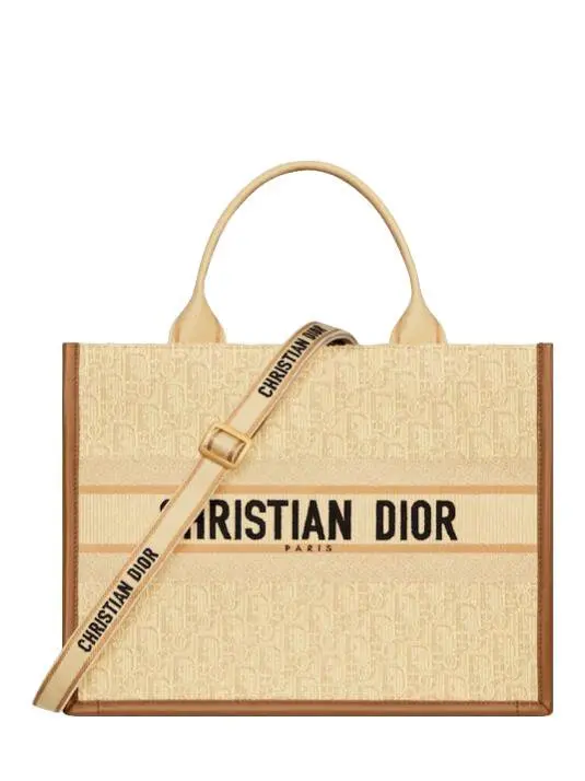 Dior Medium Book Tote With Paris Signature - Beige