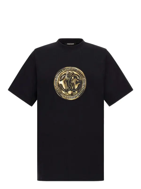 Roberto Cavalli Logo Printed T-shirt - Black